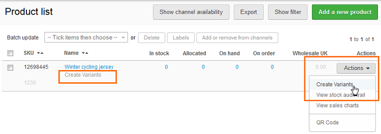 Variants (sister products)