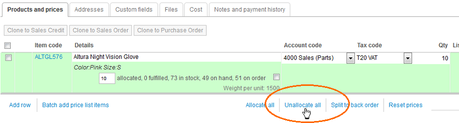 Allocation (reserving inventory on sales)
